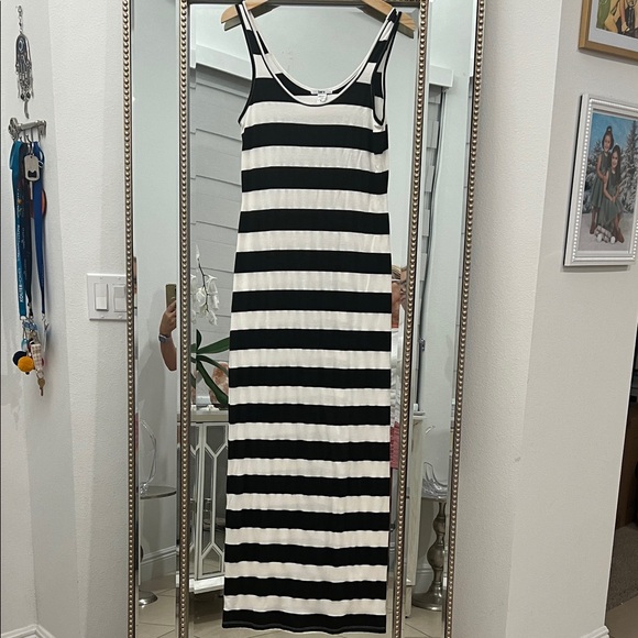 Bar III | Dresses | Bar Iii Black And White Striped Maxi Dress | Poshmark